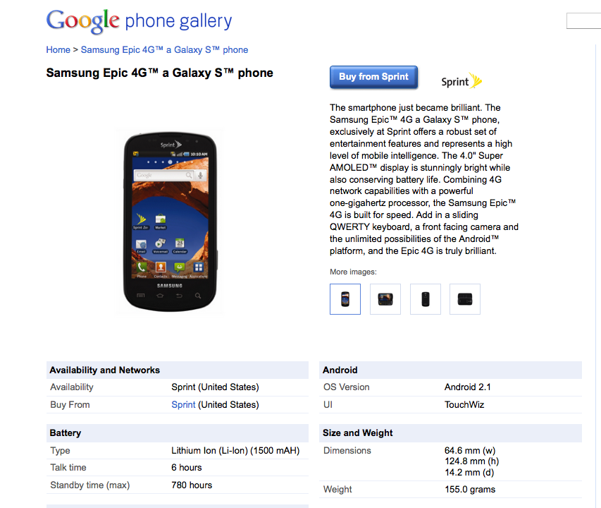 Google Phone Gallery Presents A Comparison Engine For Android Handsets