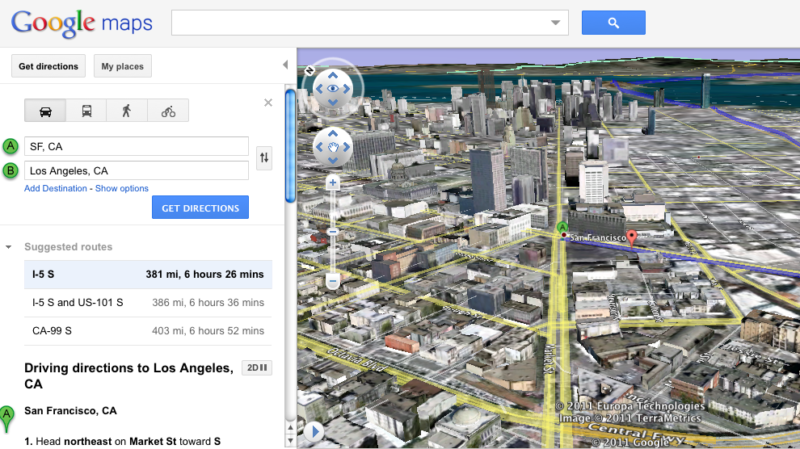 Google Shows "Helicopter View" Of Routing On Maps