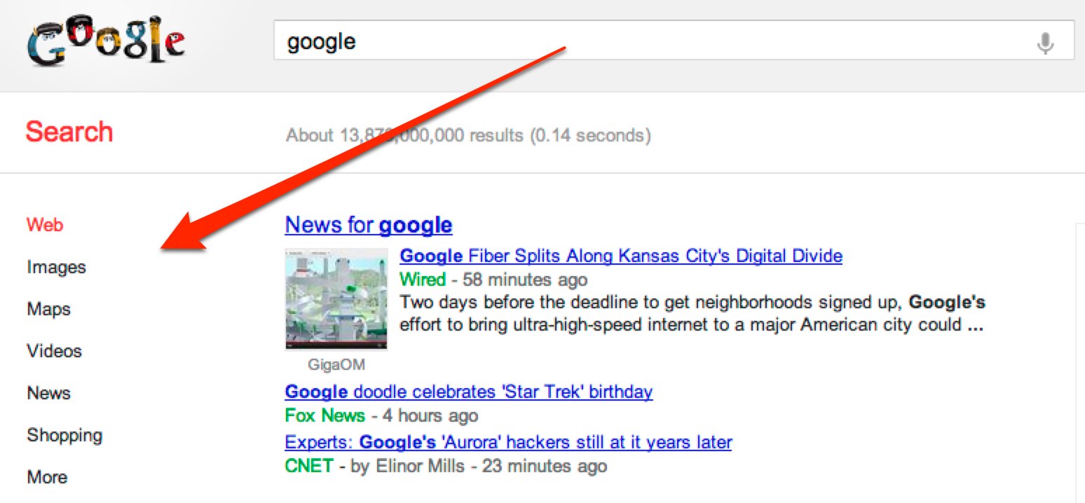 Google Testing Search Options Listed Above Results, Rather Than To Side