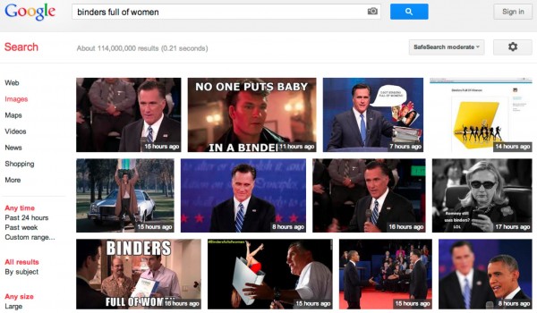 Romney's "Binders Full Of Women" Takes Over Google Images