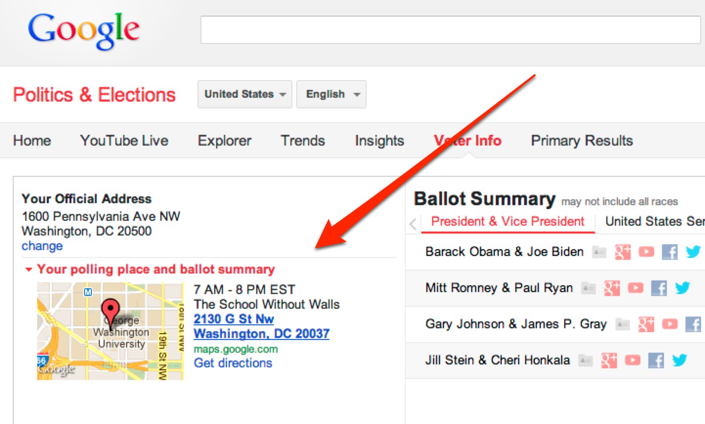 Google Marks Election Day With Ballot Box Logo & "Where Do I Vote" Locator