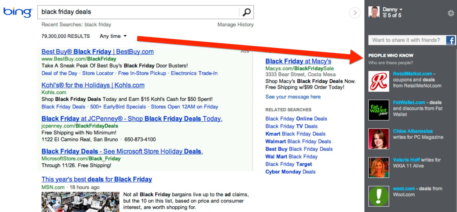 Bing Testing Social Sidebar With New Look, More Answers