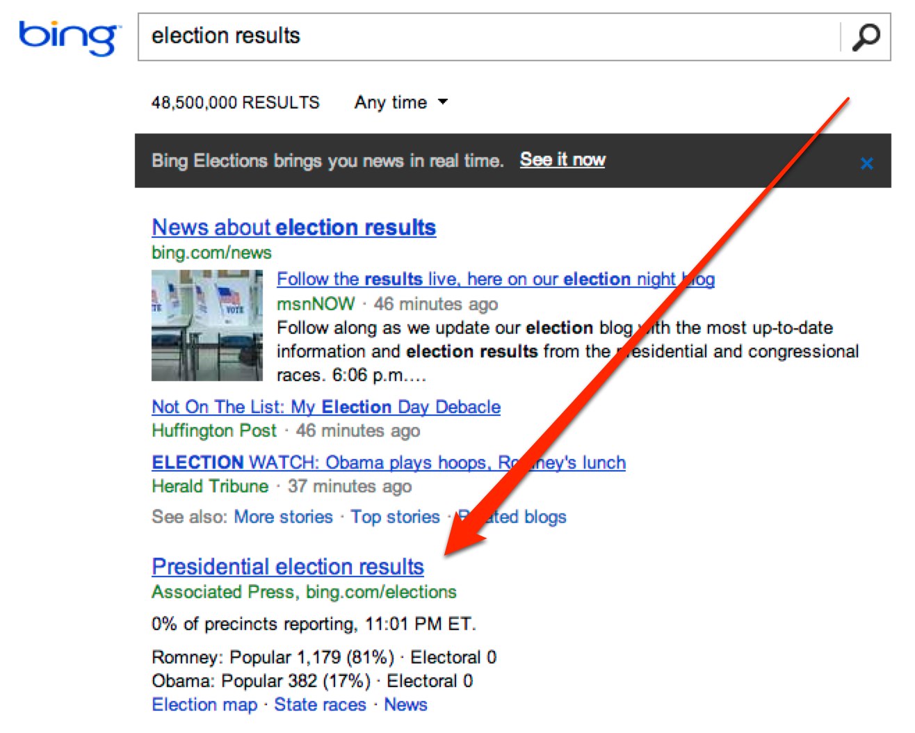 Getting The US Election Results From Google, Bing & Yahoo