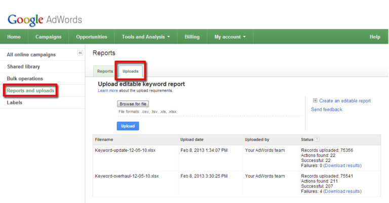 AdWords Launches New Keyword Bulk Upload Feature