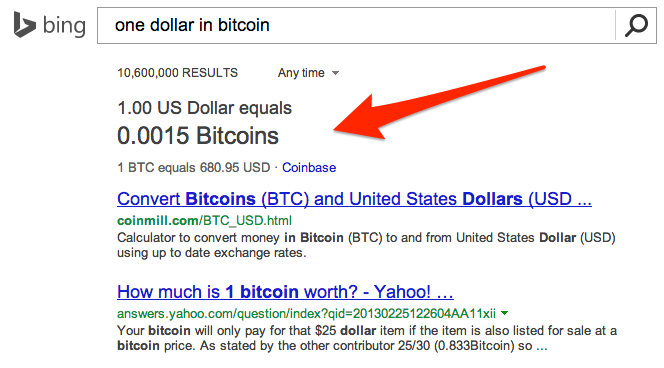Bing Beats Google With Bitcoin Conversion Tool