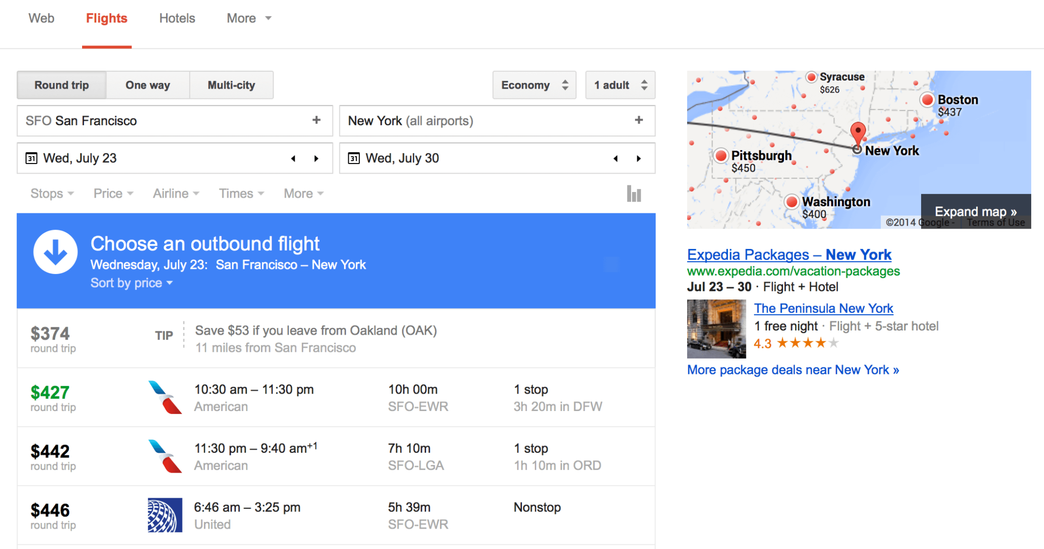 Google Introduces Richer Flight Search Experience