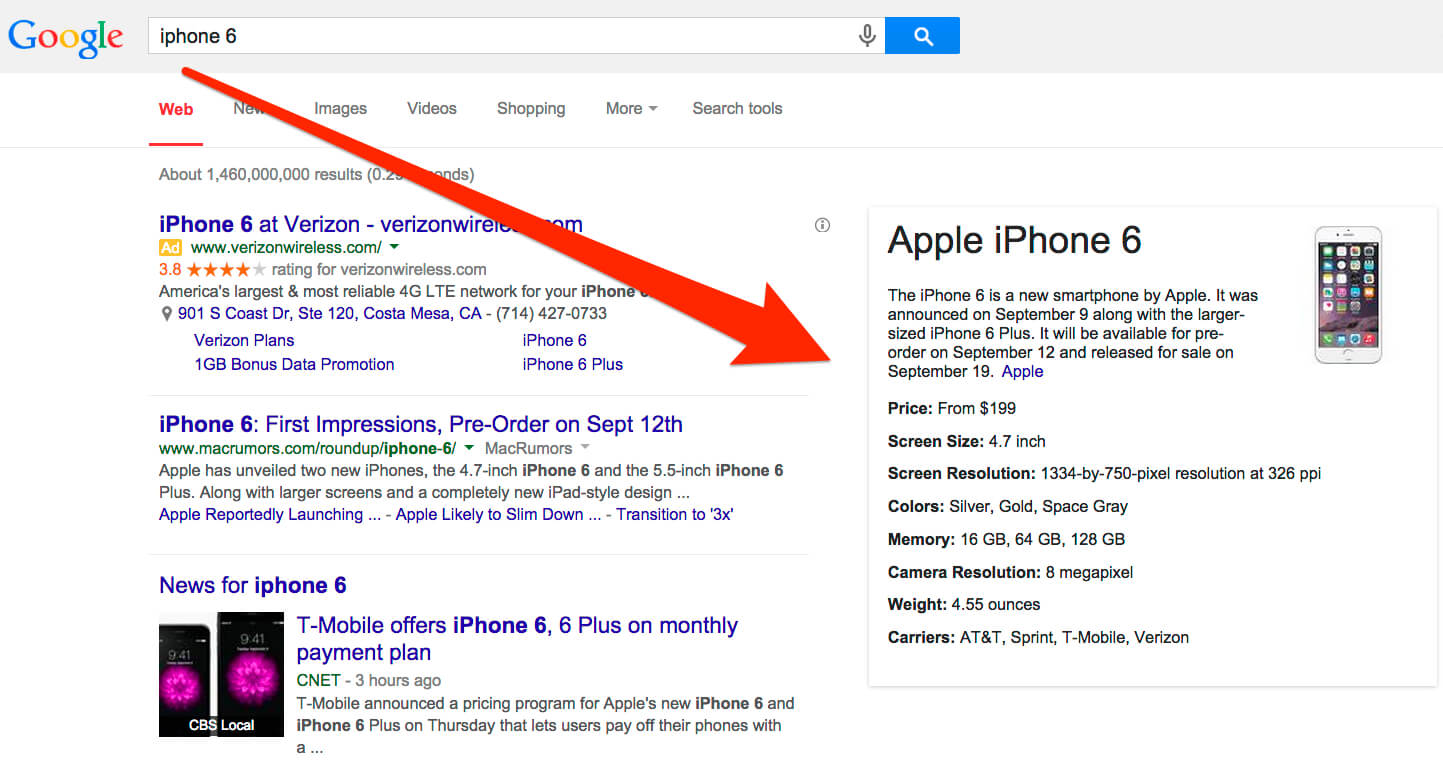 With Apple's Help, Google Search Gets Special Info Boxes For iPhone 6 ...