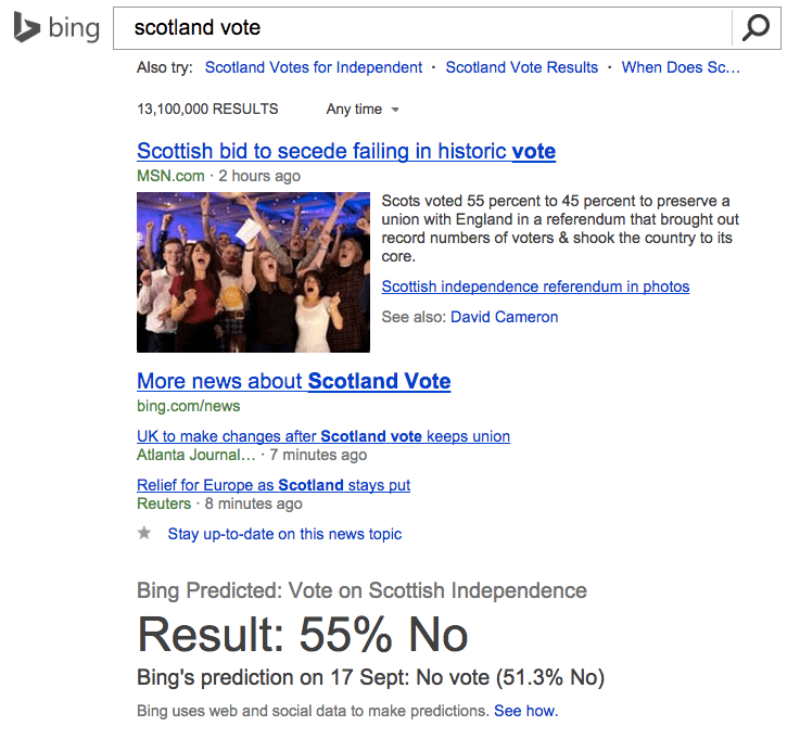 Want Scotland Election Results? Don't Bother Asking Google Or Bing