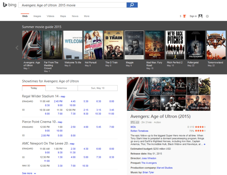 Bing Search For "Summer Movie Guide" Serves Up Film Trailers, Showtimes ...