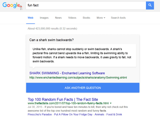 Google Search For "Fun Facts" Serves Up Random Q&As Via Dynamic Answer Box