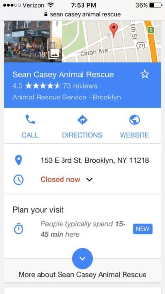 Google Maps showing how long people typically spend at a store or venue