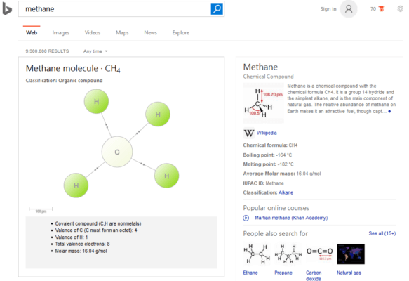 Bing's latest search features include a look at the stars, molecule ...