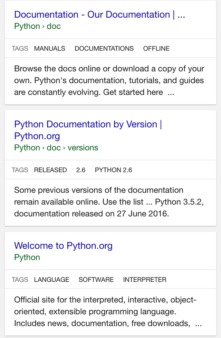 Google testing 'tags' label in search results snippets