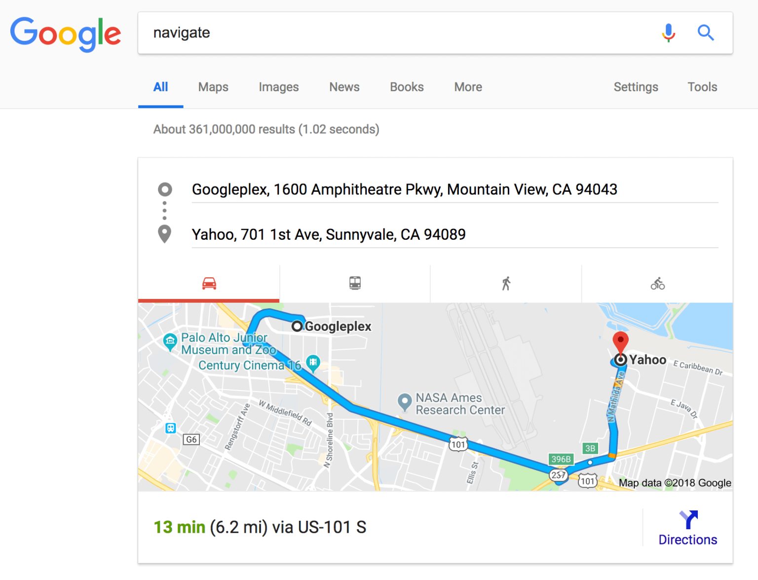 'Navigate' query prompts Google to ask, 'Where do you want to go?'