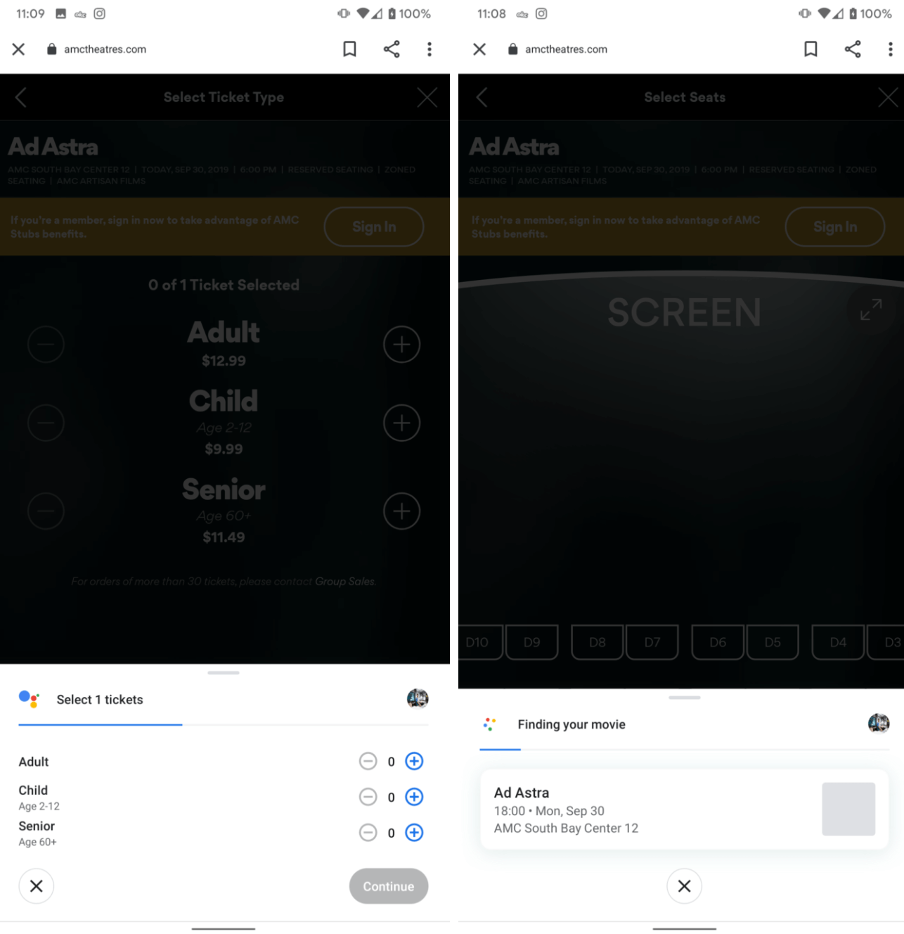 Google Assistant in Chrome testing Duplex to help users buy movie tickets