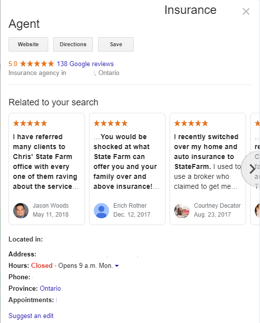 Google now shows carousels of reviews on local business profiles