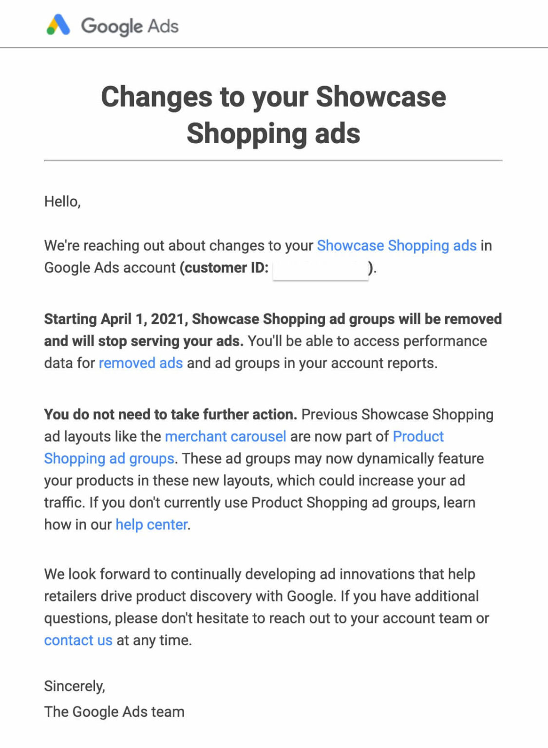 Google set to deprecate Showcase Shopping ads on April 1