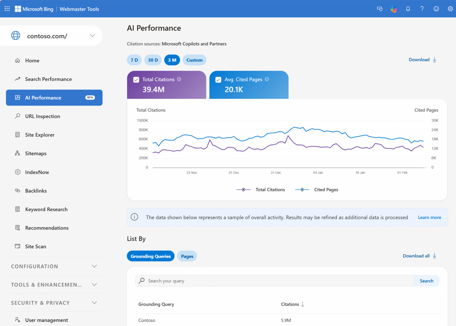 Bing Webmaster Tools officially adds AI Performance report