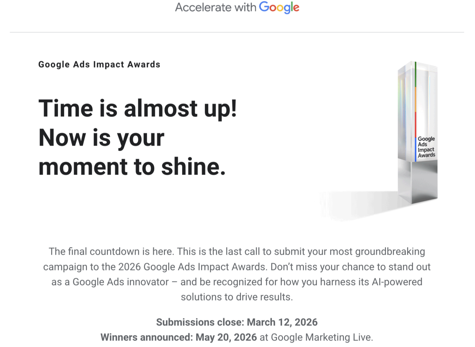 Google Marketing Live 2026 set for May 20